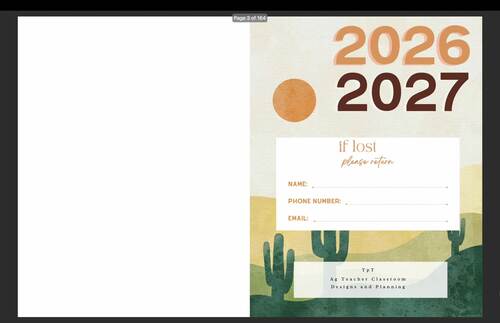 2026-2027 Western Ag Teacher Planner (8 Period) | TPT