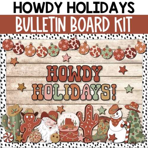 Disco Cowgirl Western Christmas Bulletin Board Kit, Cactus Desert Door ...