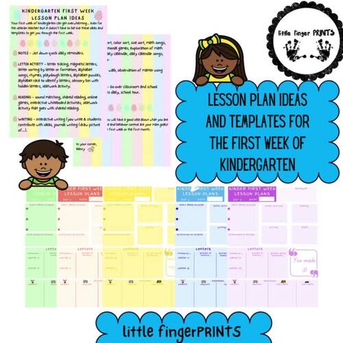 KINDERGARTEN LESSON PLAN TEMPLATES FIRST WEEK by Little Finger Prints