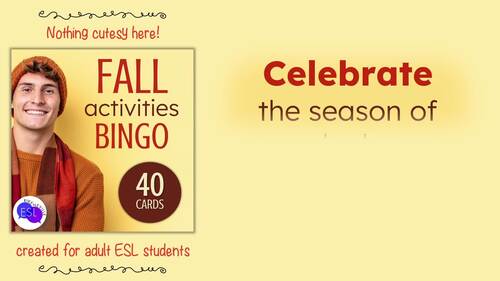 Fall Activities Bingo – Adult ESL Vocabulary Game by Rike Neville