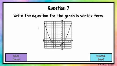 Quadratic Equations In Vertex Form From A Graph Math Game Show For ...