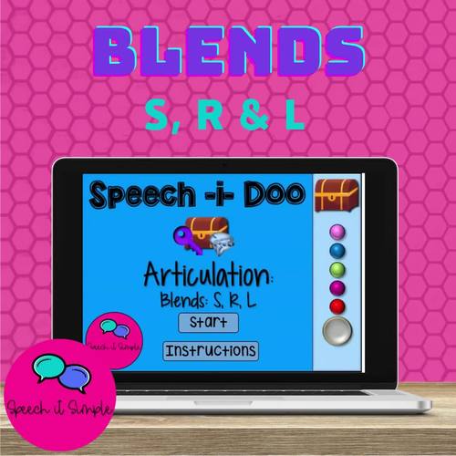 Speech-i-Doo: Articulation S, R, L BLENDS Digital Cariboo Boom Card Game