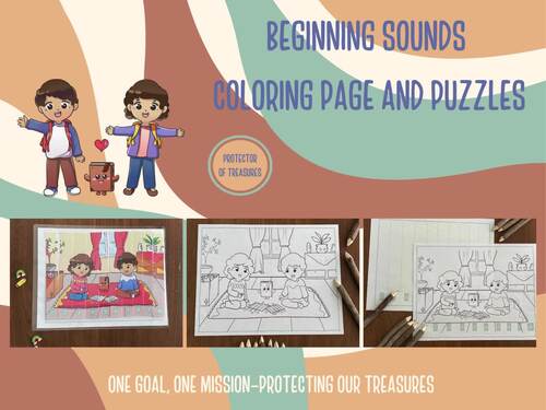 Coloring Page and Puzzles - Goes along with Beginning Sounds | TPT