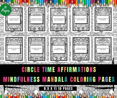 Circle Time Affirmations Activities, Mindfulness Relaxing Coloring Pages