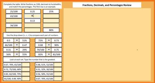 Mystery Digital Pixel Art NO PREP - Fractions, Decimals & Percents Review