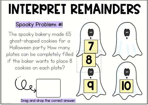 Halloween Interpret Remainders with Basic Division Facts Boom Cards ...