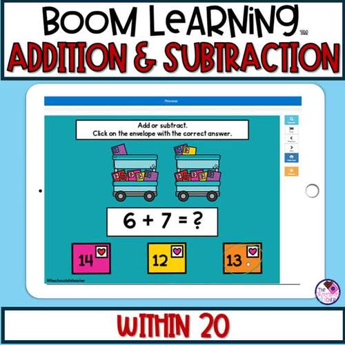 Addition and Subtraction Review 1st Grade Valentine's Math Review Boom ...