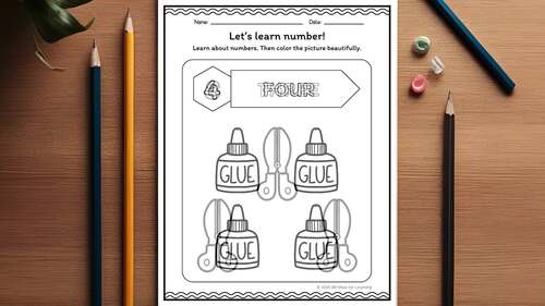 Let’s Learn Numbers 1–20! | Read, Count & Color with School Supplies ...