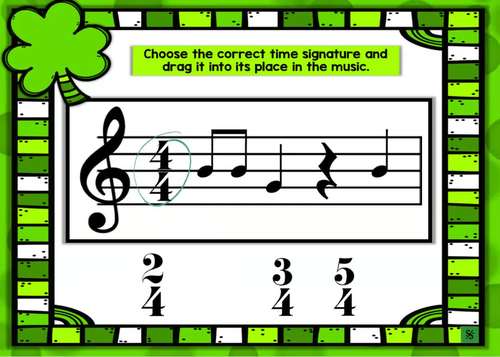 St. Patricks Day Music Activities- Drag and Drop Time Signature Boom Cards