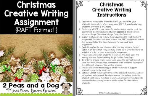 Christmas Creative Writing Assignment by 2peasandadog | TpT