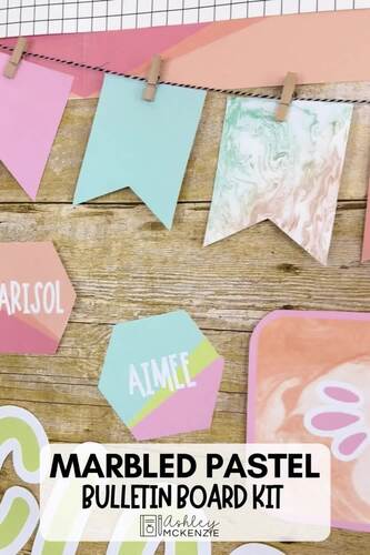 Marbled Pastel Bulletin Board, Posters, A-Z Letters, and Door Decor ...