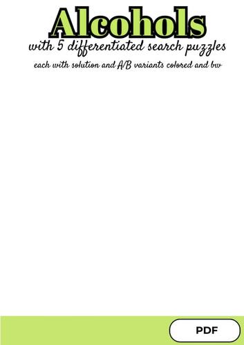 Organic Chemistry | Homologous series of alcohols | Word Search work sheet