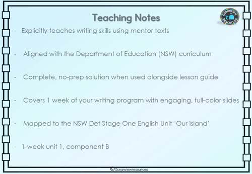 OUR ISLAND - English Stage 1 Unit- component B WEEK 1 Term 1 NSW- Book ...