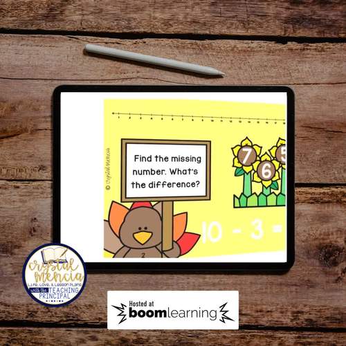 1OA8 Find the Unknown Number: Turkey Themed Boom Cards™ | Distance Learning