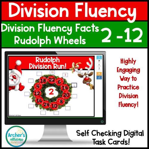DIVISION Fluency Christmas Santa Wheels 2-12 Digital Boom Task Cards