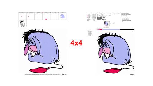 Classic Eeyore Character with Deflated Pink Balloon Embroidery Designs ...