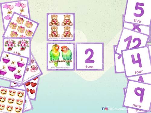 Valentine’s Day Counting & Number Recognition Matching Cards, Numbers 1 ...