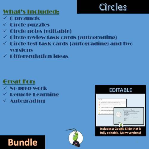 Circle Properties Bundle Notes, Review and Test for Geometry and Google