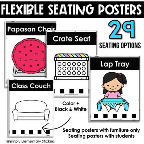 Editable Flexible Seating Posters, Pocket Chart Classroom Management System