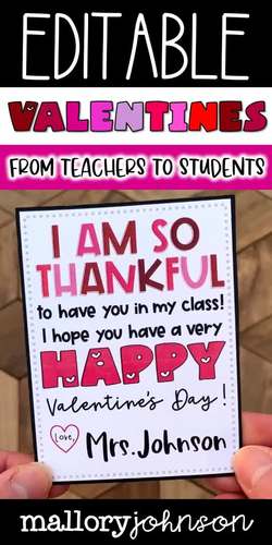 Editable Valentines from teachers to students - Happy Version | TpT