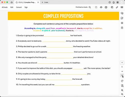 ESL Advanced Lesson: Learn Complex Prepositions by ESL Class Workshop