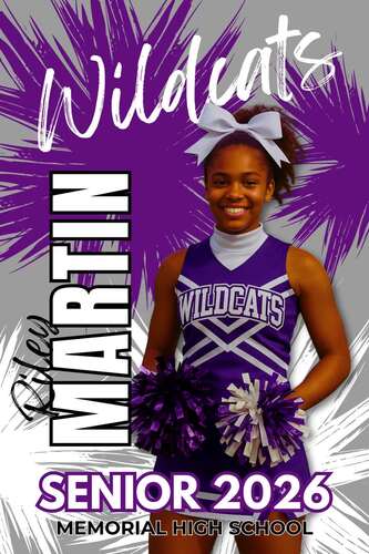 Team Cheerleader Poster Template – Editable Canva Banner for Senior Night