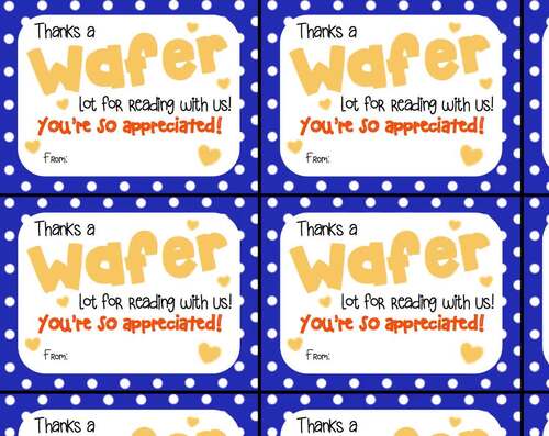 Wafer Cookie Guest Reader Appreciation Gift Tag- Thanks a Wafer lot for ...