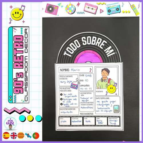 All about me worksheet back to school activity - Todo sobre mí Retro decor