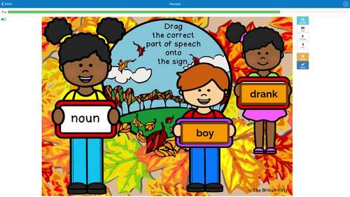 Fall Kids Choose The Noun Verb Adjective Adverb Boom Cards™ | TPT
