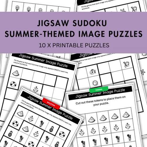 Printable Jigsaw Sudoku-Style Summer Image Puzzles – Ages 11+ | TPT