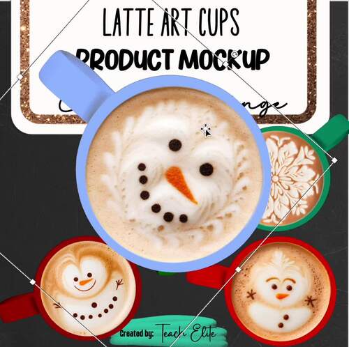 Festive Latte Art Coffee Cups Mock-up Christmas, Winter, Mock up by ...