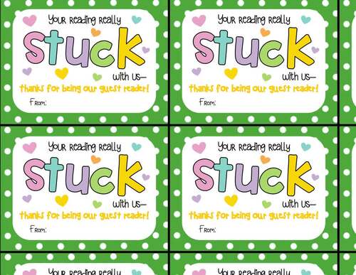 Sticker Guest Reader Appreciation Gift Tag- Your reading really stuck ...