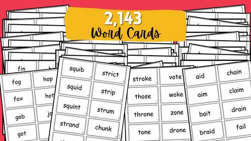 Syllable Type Word Cards + Progress Monitoring Checklists | 2,000+ Word ...