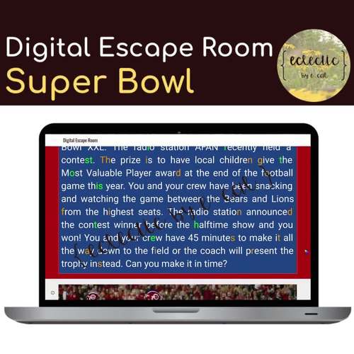Super Football Game Math Digital Escape Room - PAPERLESS by eclectic by ...