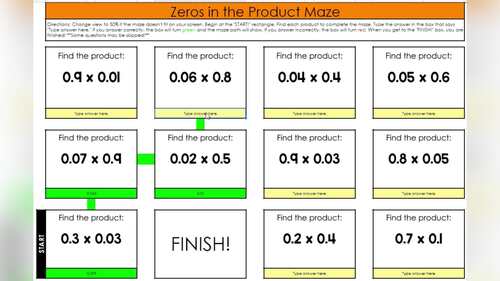 Zeros in the Product Printable and Digital Activities 5.NBT.7 | TPT