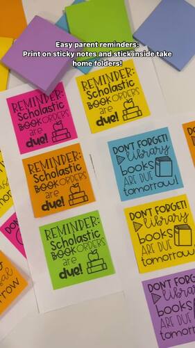Printable Sticky Note Designs - Parent/Student Reminders | TPT