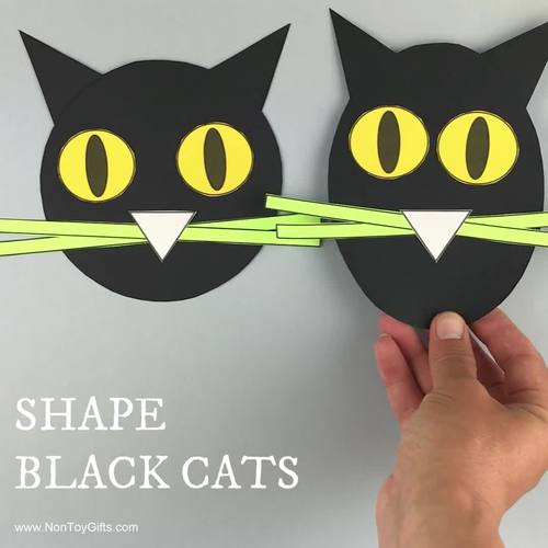 Shape Halloween Craft - 2D Shape Black Cat Craft - Halloween Math Craft