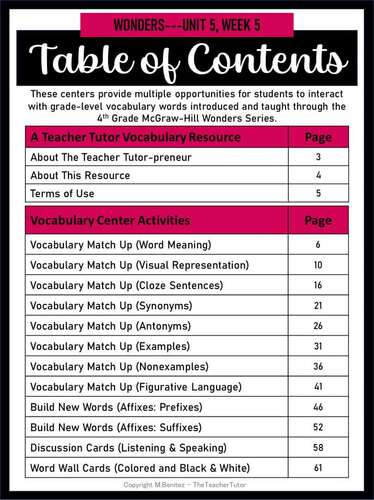 WONDERS Hands On Vocabulary Activities That Engage Grade 4 Unit 5 Week 5