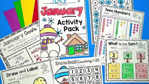 Snowman Math and Reading Activities - Winter Worksheets - Kindergarten ...