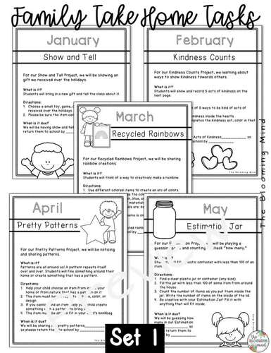 Monthly Family Take Home Tasks and Activities Bundle by The Blooming Mind