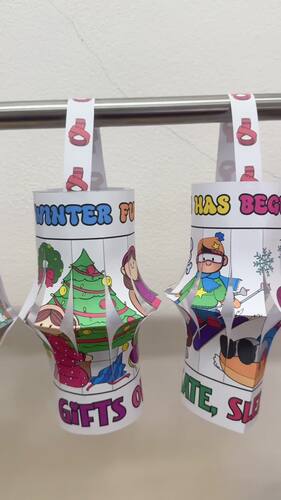 Winter Paper Lantern & Coloring Craft Activity for kids by HAPPYLEARN