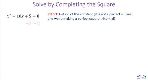 Solve Quadratic Functions By Completing the Square: Lesson, Worksheets ...