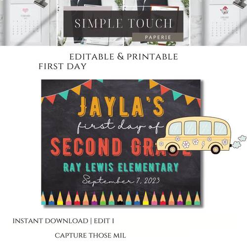 Editable and Printable First Day of School Sign Template | TPT