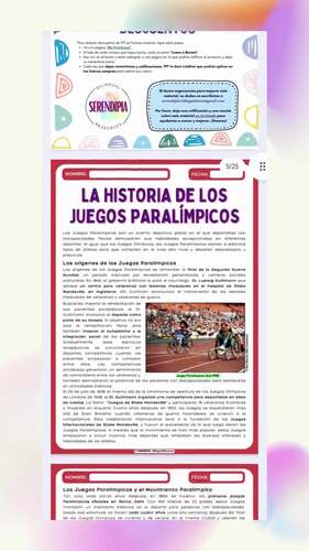 Historia Juegos Paralímpicos LECTURA | Paralympics Spanish Reading ...
