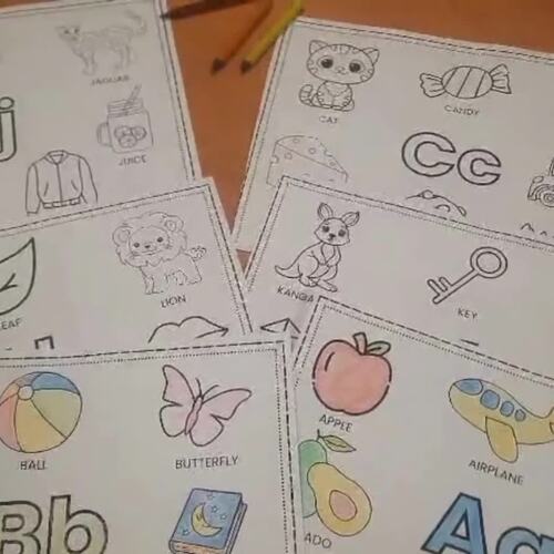 Alphabet coloring Book A-Z coloring Kids educational Classroom activity