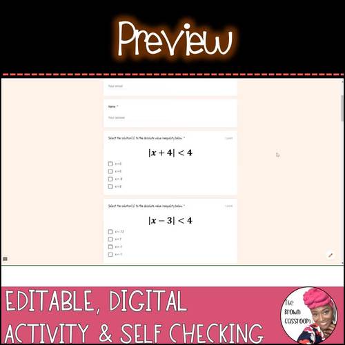 Absolute Value Inequalities Digital Practice by the Brown Classroom