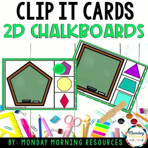 Back to School 2D Shape Clip It Cards Chalkboards-Foundation ...