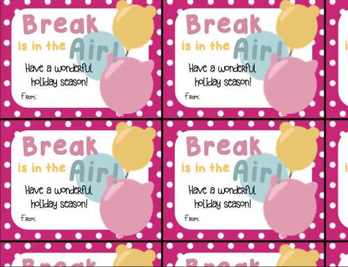 Airheads Christmas/Winter Holiday Gift Tag- Break is in the air! Have a...