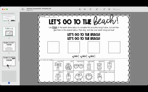 Summer Composition Activity | Printable by musicpluscoffee | TPT