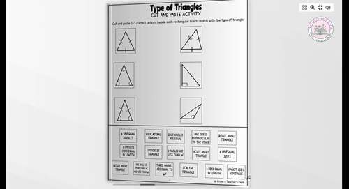 4th and 5th grade Types of Triangles Geometry Cut and Paste Activity ...
